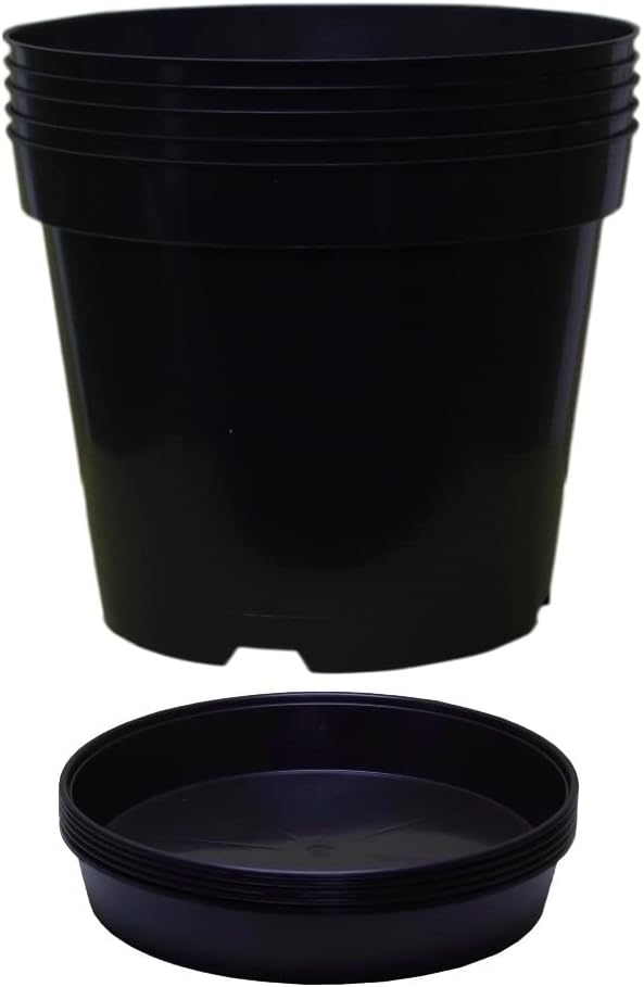 7.5 Litre Black Plastic Plant Pot with Saucer – Muddy Hands