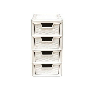 Mini 3 & 4 Plastic Rattan Drawer Storage Tower Unit Office Desk Tablet ...